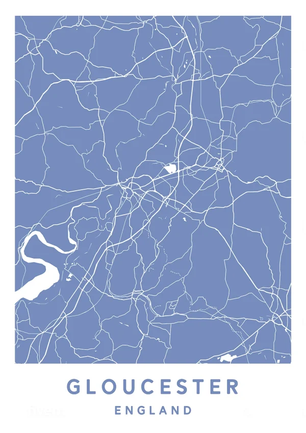 Gloucester, England – Map print – Plume Prints