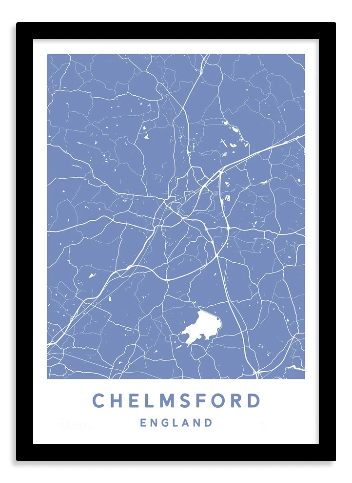 Chelmsford, England – Map print – Plume Prints
