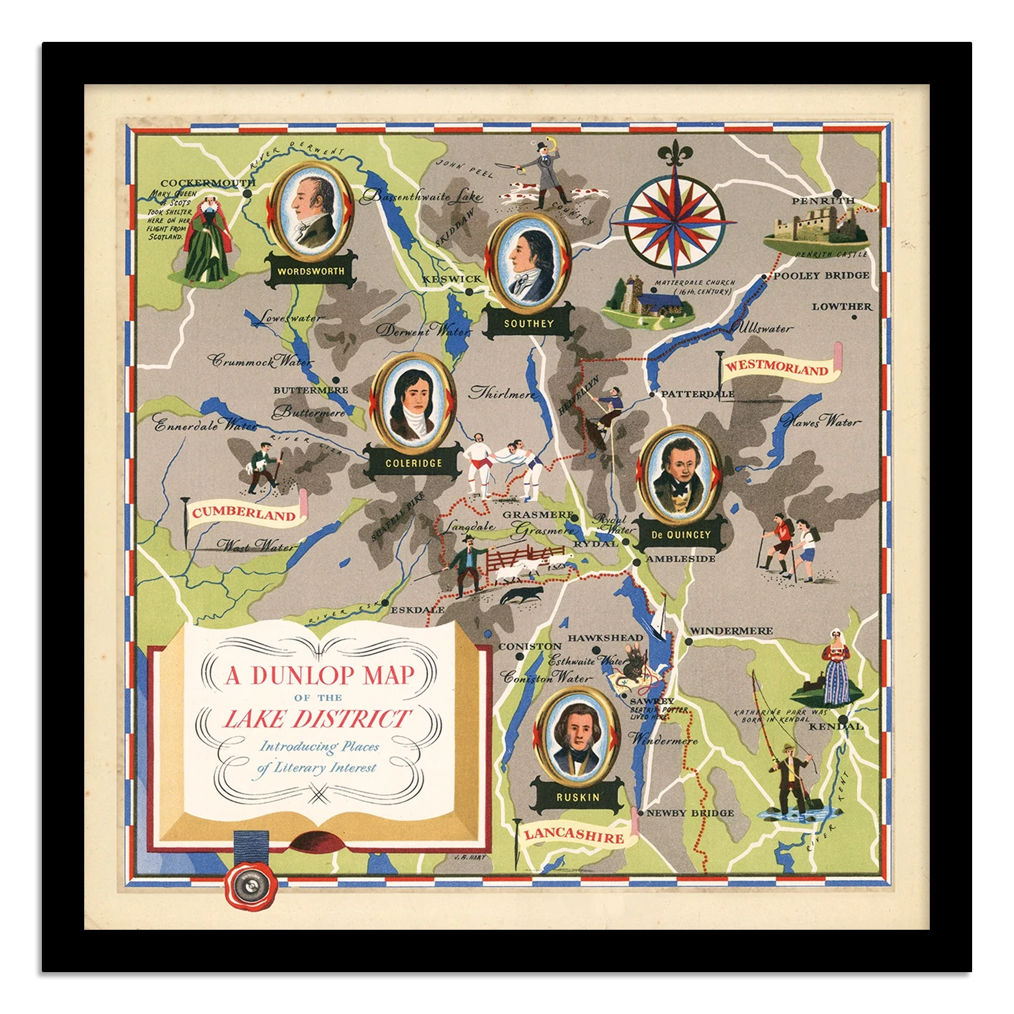 Literary Lake district map print – Plume Prints
