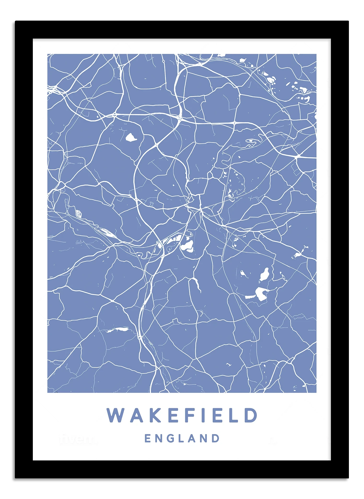 Wakefield, England – Map print – Plume Prints