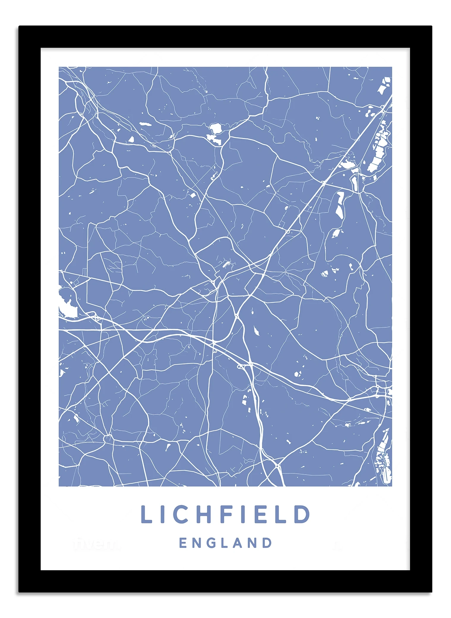 Lichfield, England – Map print – Plume Prints
